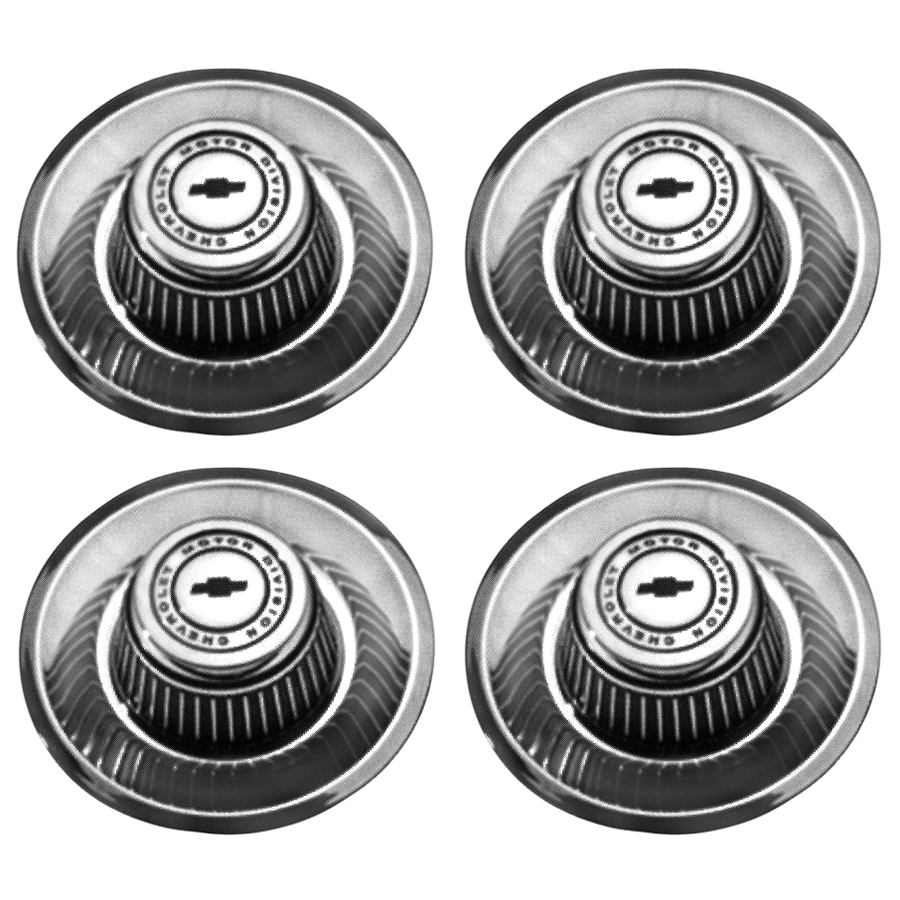 Rally Wheel Hub Cap Set, Chrome Derby Style "Chevy Motor Division", 4 ...