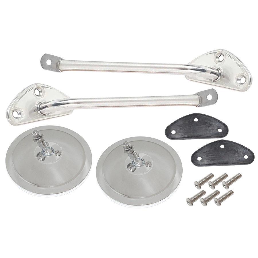 67-72 Exterior Mirror Kit, 5" Smooth Chrome Round